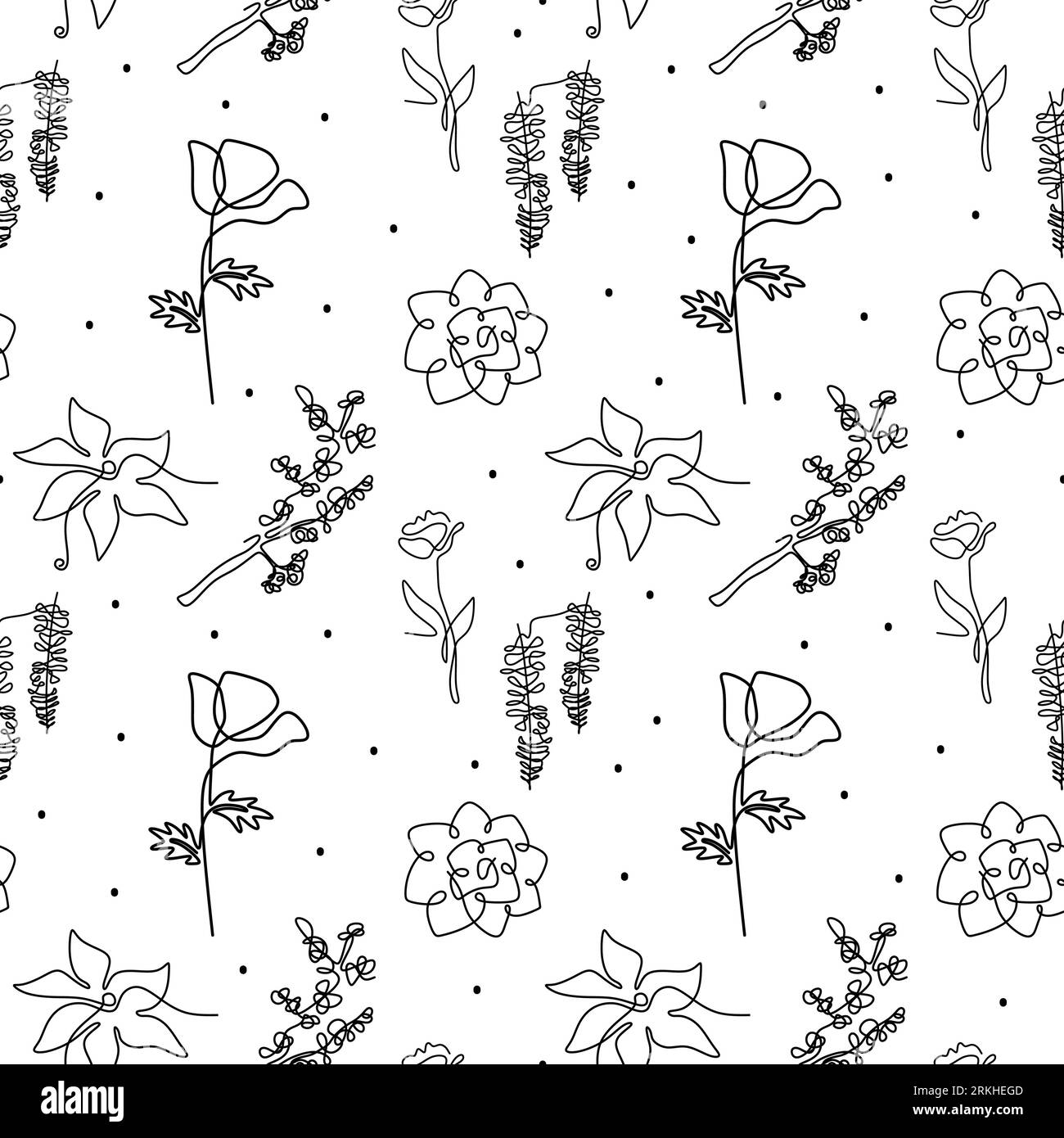 Flowers in continuous line Black and White Stock Photos & Images - Alamy
