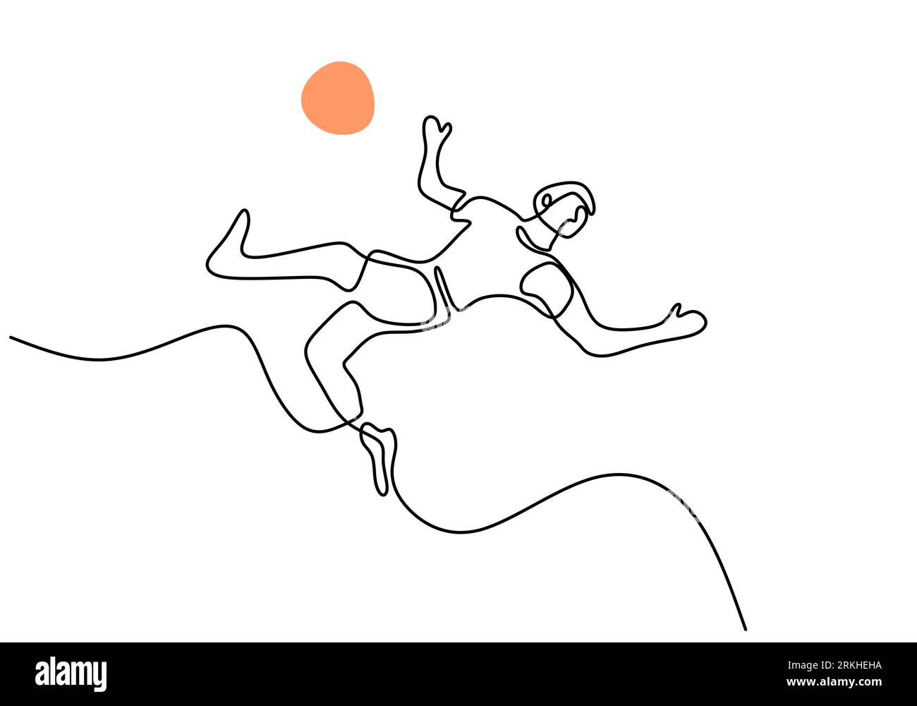 One continuous line drawing of young professional football player ...