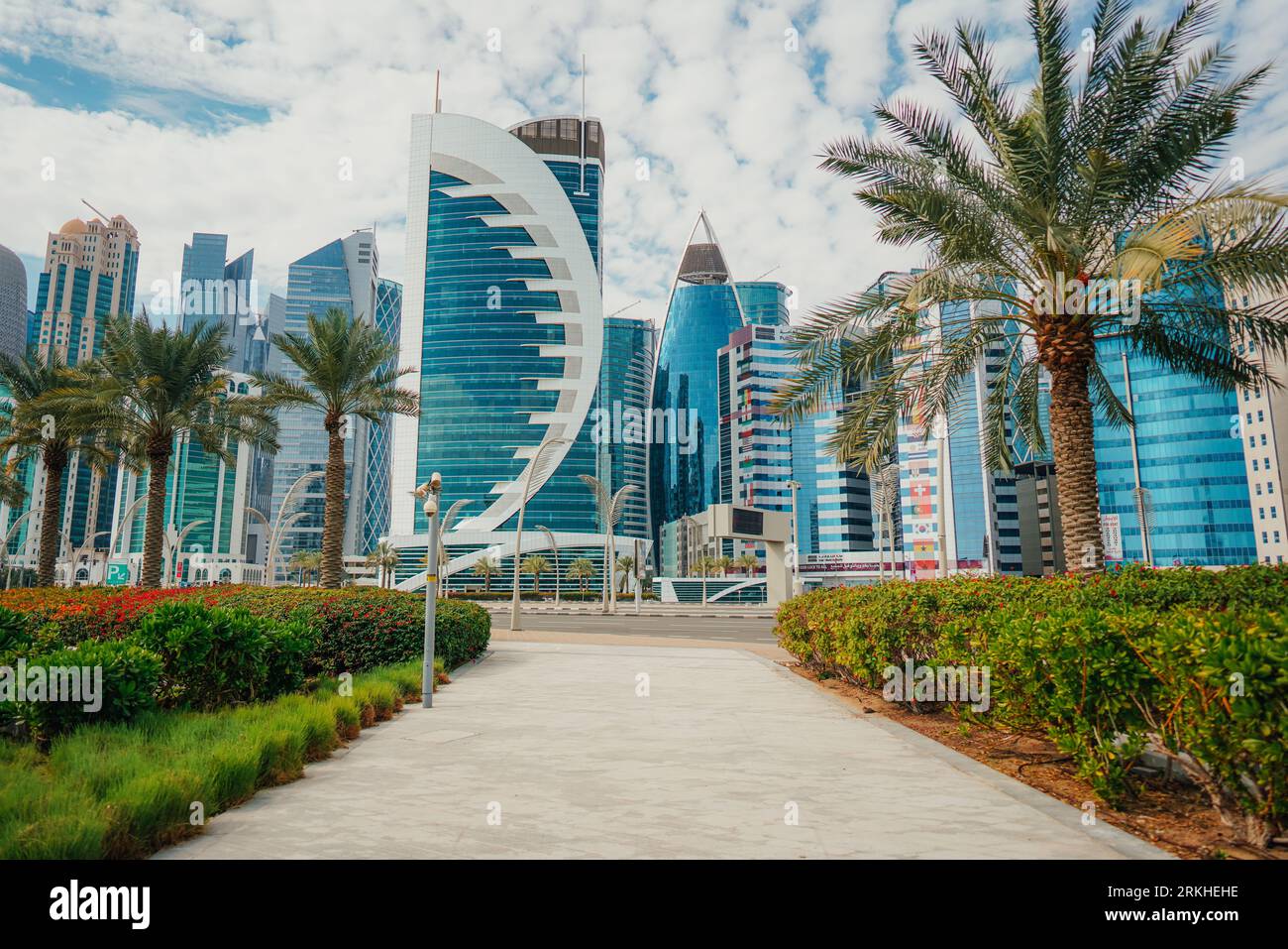 A stunning view of modern city buildings in Doha, Qatar Stock Photo - Alamy