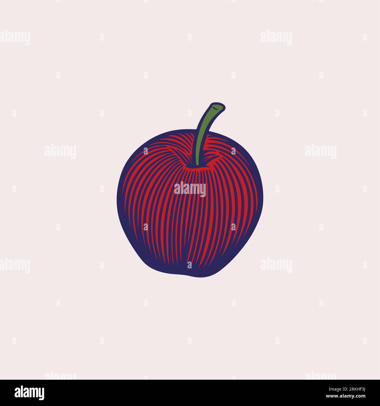 Red apple branch hand draw vintage sketch art isolated on white ...