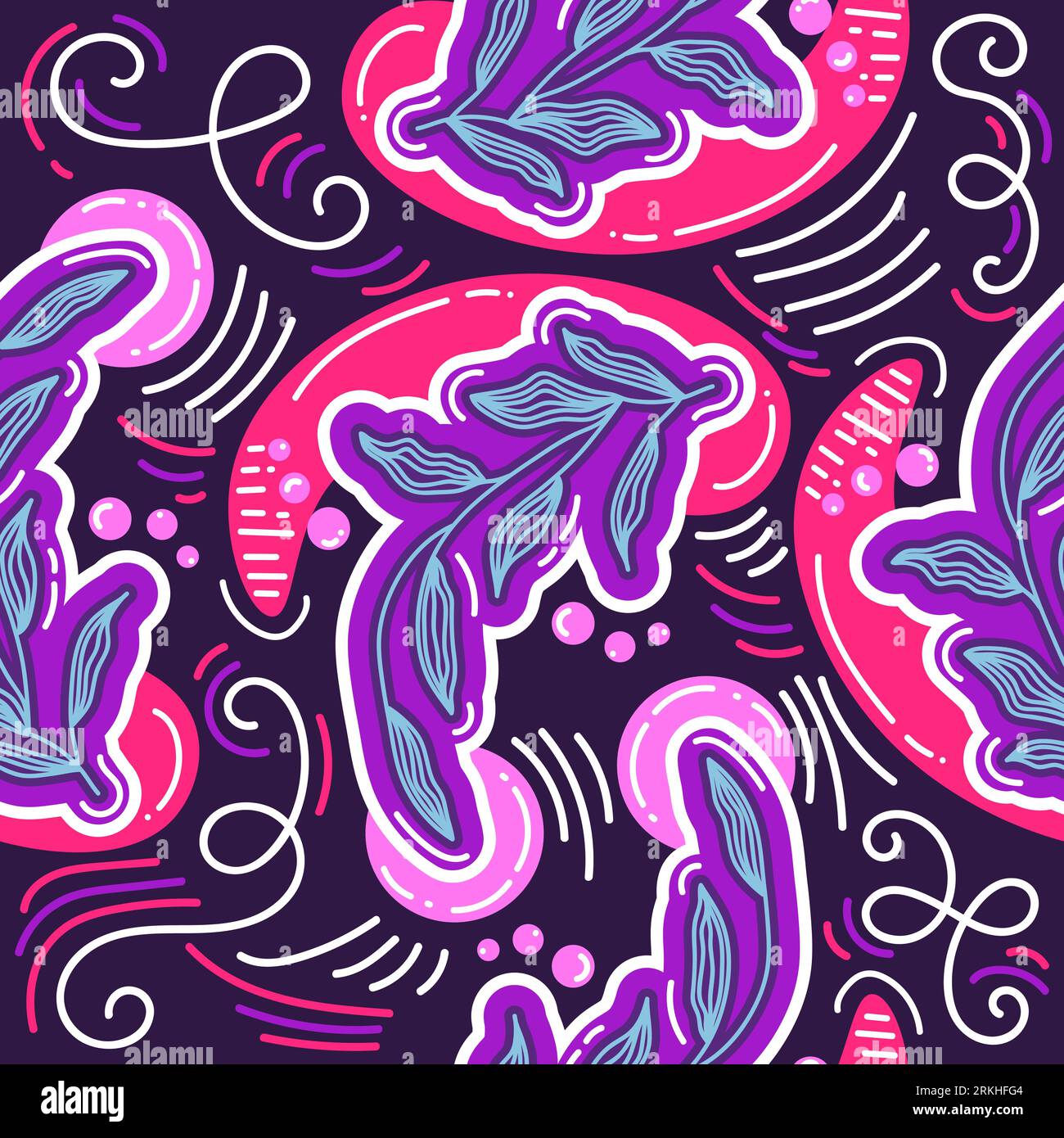 Seamless Floral Pattern in Retro 90s Style. Cute Botanical Contemporary ...