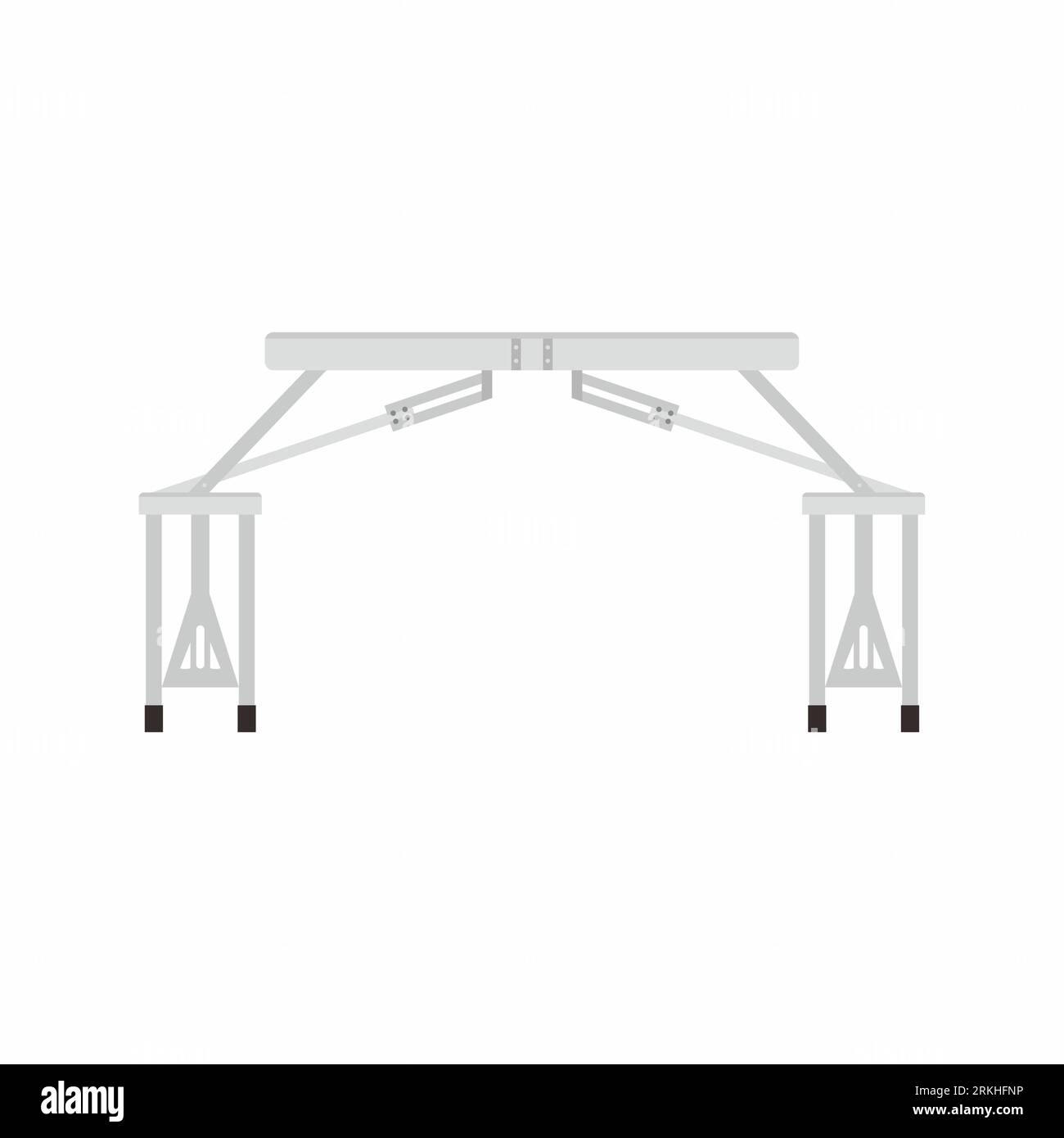 Foldable aluminum picnic or camping table vector illustration. Portable ...