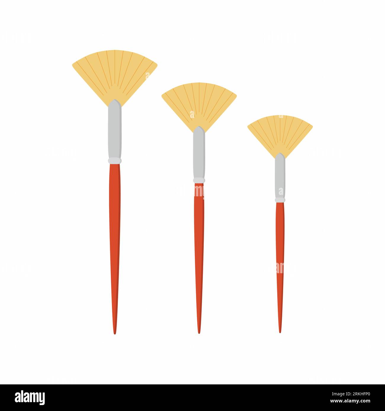 Set of fan paint brush stationary. Collection of color painting ...