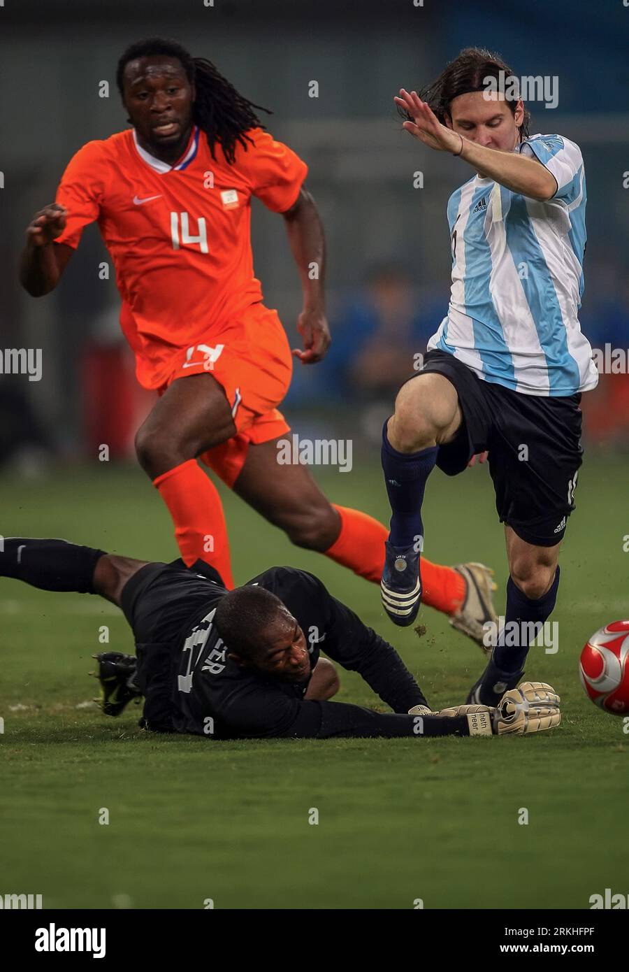 Lionel Messi in the 2008 Olympic soccer tournament Stock Photo - Alamy