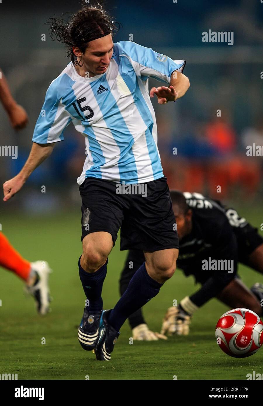 Lionel Messi in the 2008 Olympic soccer tournament Stock Photo - Alamy