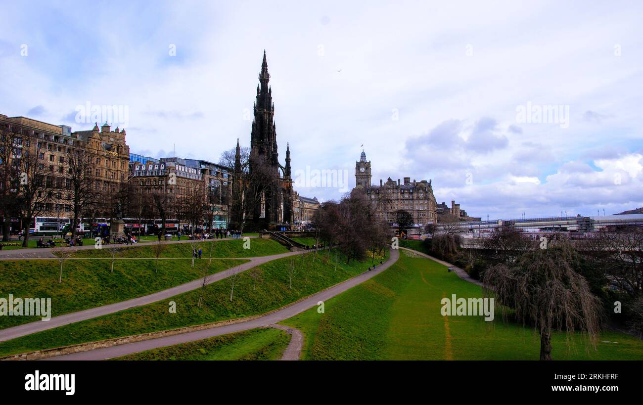Scott Monument in the city centre of the historic and picturesque city ...