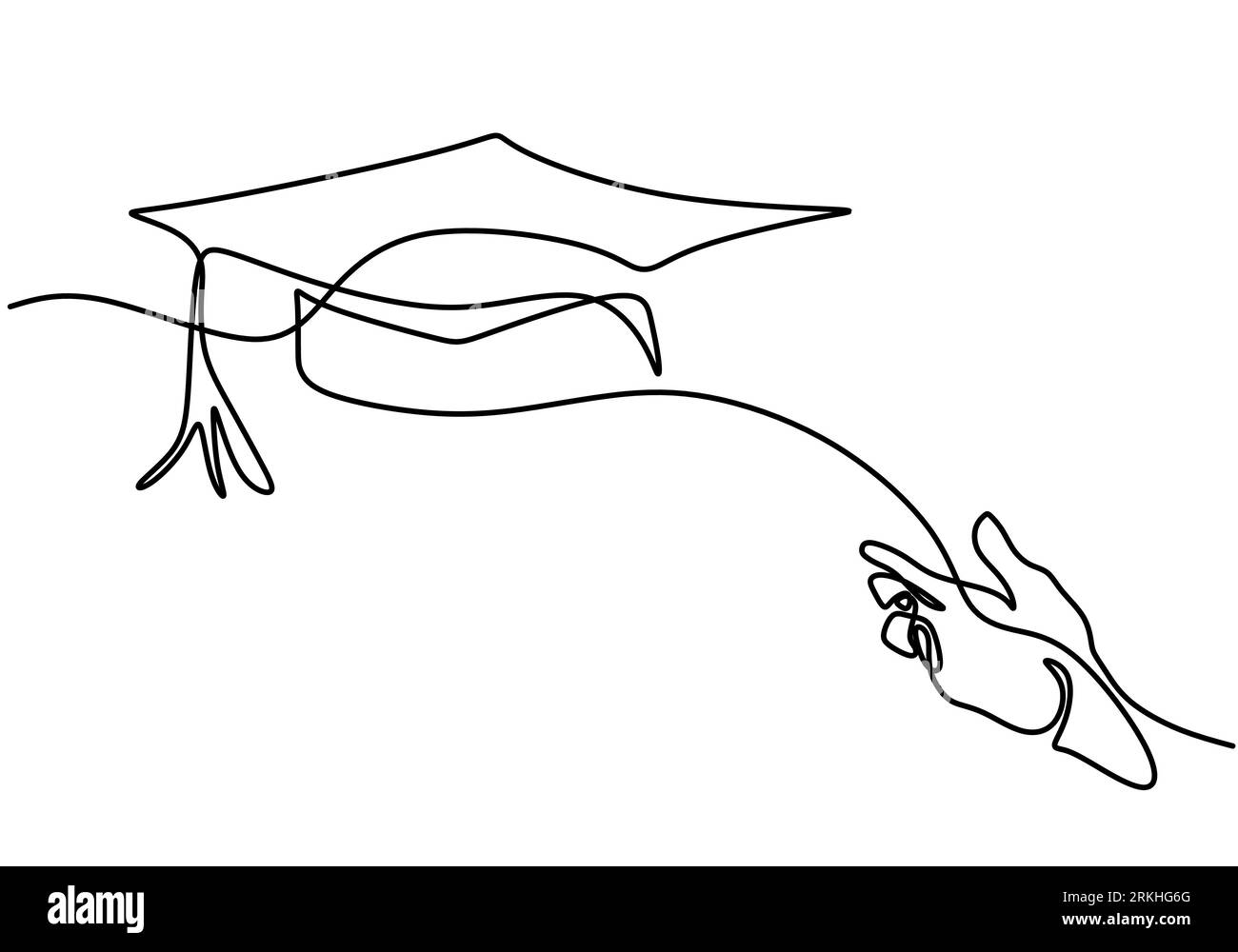 One line drawing group of young happy graduate hand's college student ...