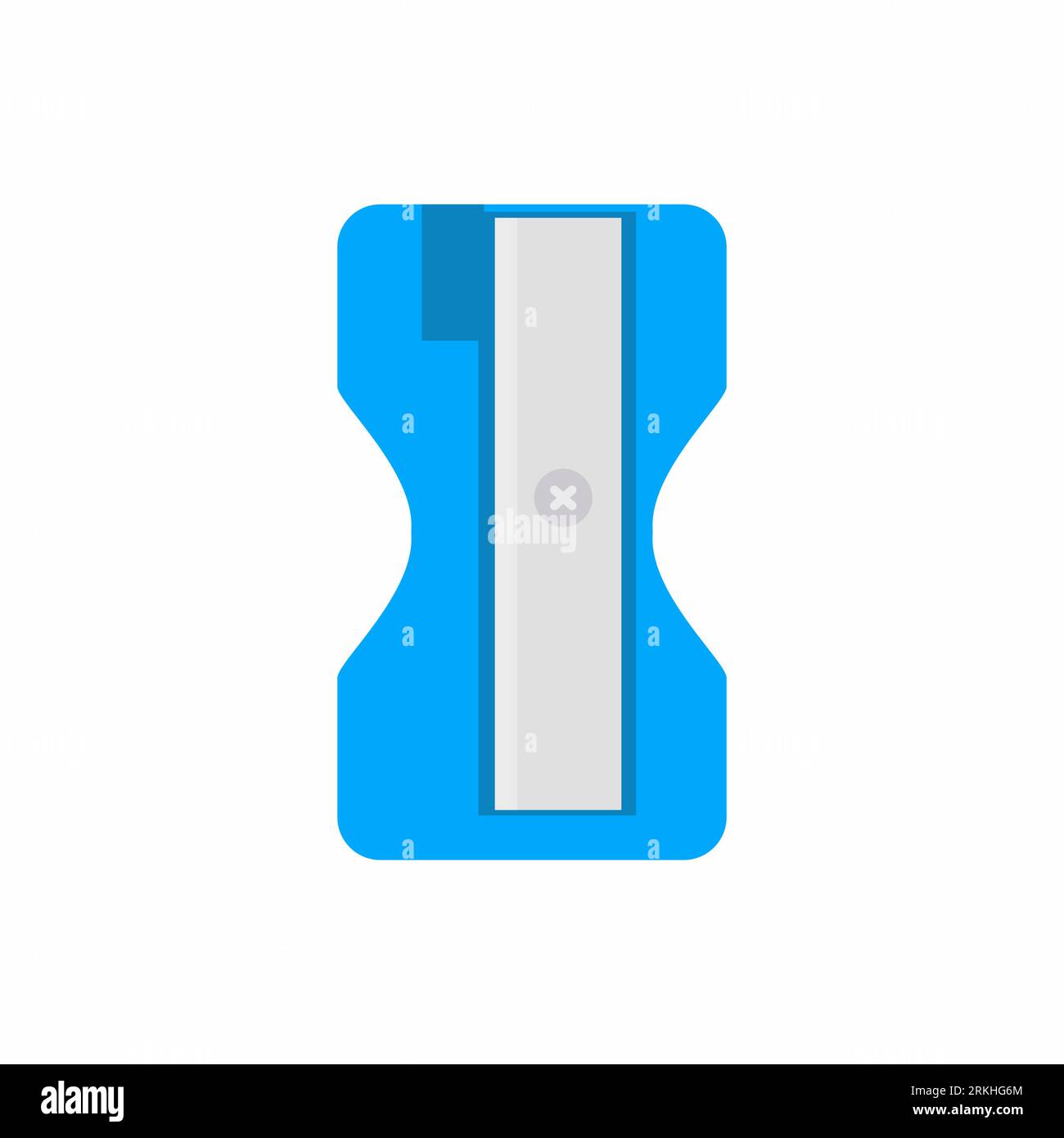 Vector illustration blue pencil sharpener isolated on blue background. Sharpener flat icon ...