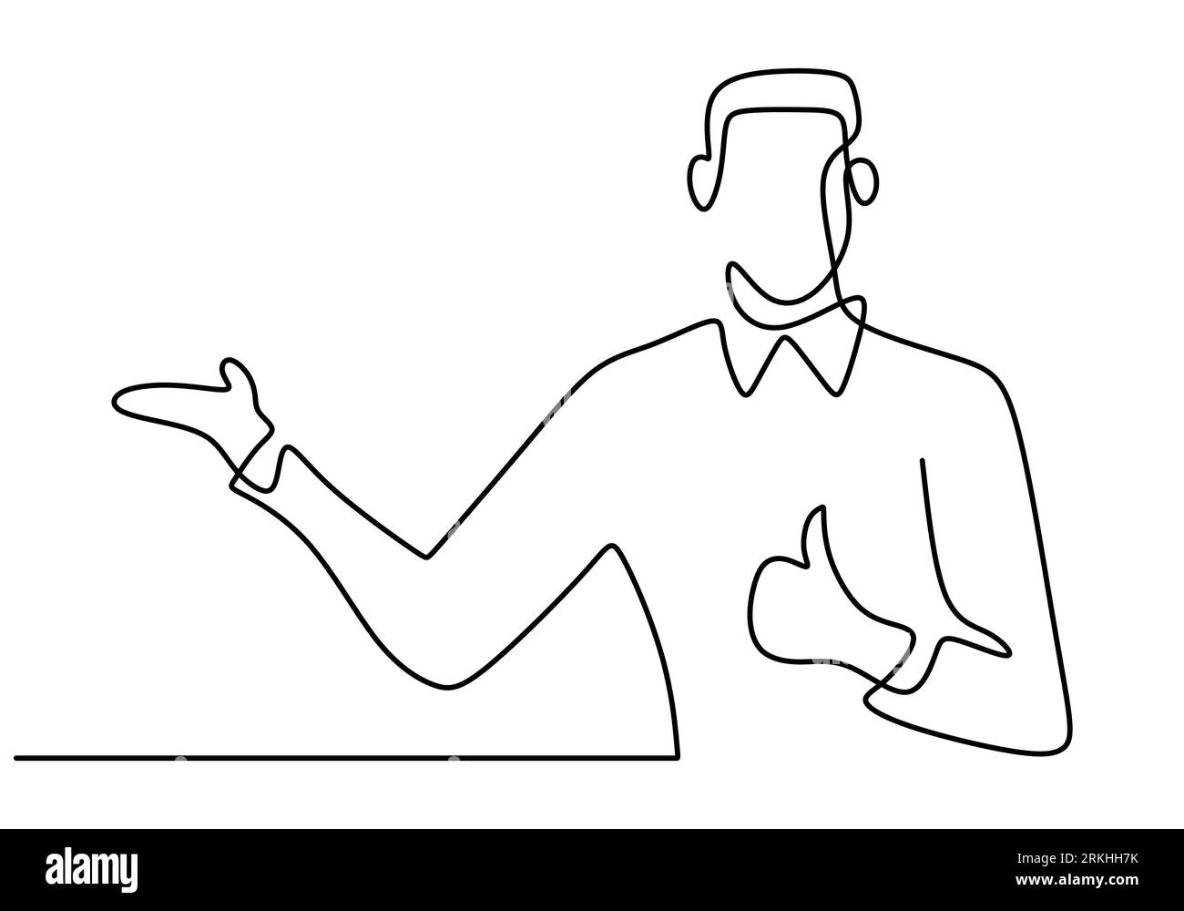 One single continuous line drawing of young professional businessman is ...