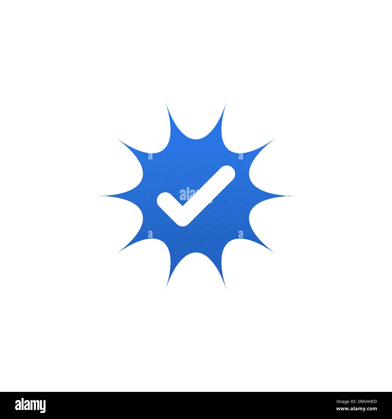 A digital illustration of a verified blue tick mark on a white ...