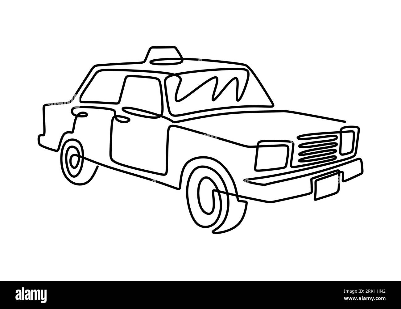 Retro car in continuous line art drawing style. Classical sedan car ...