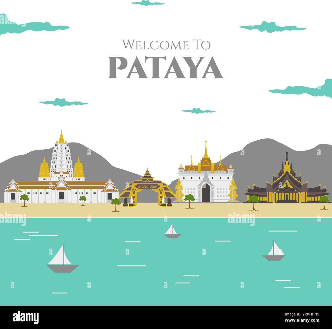 Bangkok temple visitors Stock Vector Images - Alamy