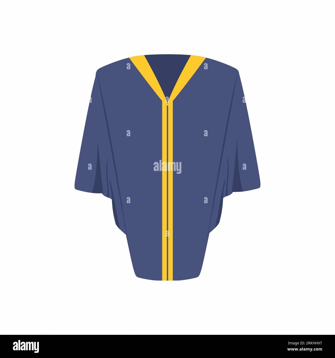 Graduation dress flat icon. Special graduate mantle with blue and ...