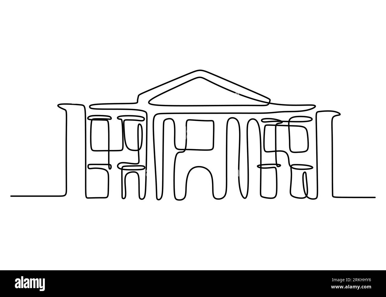 Continuous line drawing of house with two floors, residential building ...