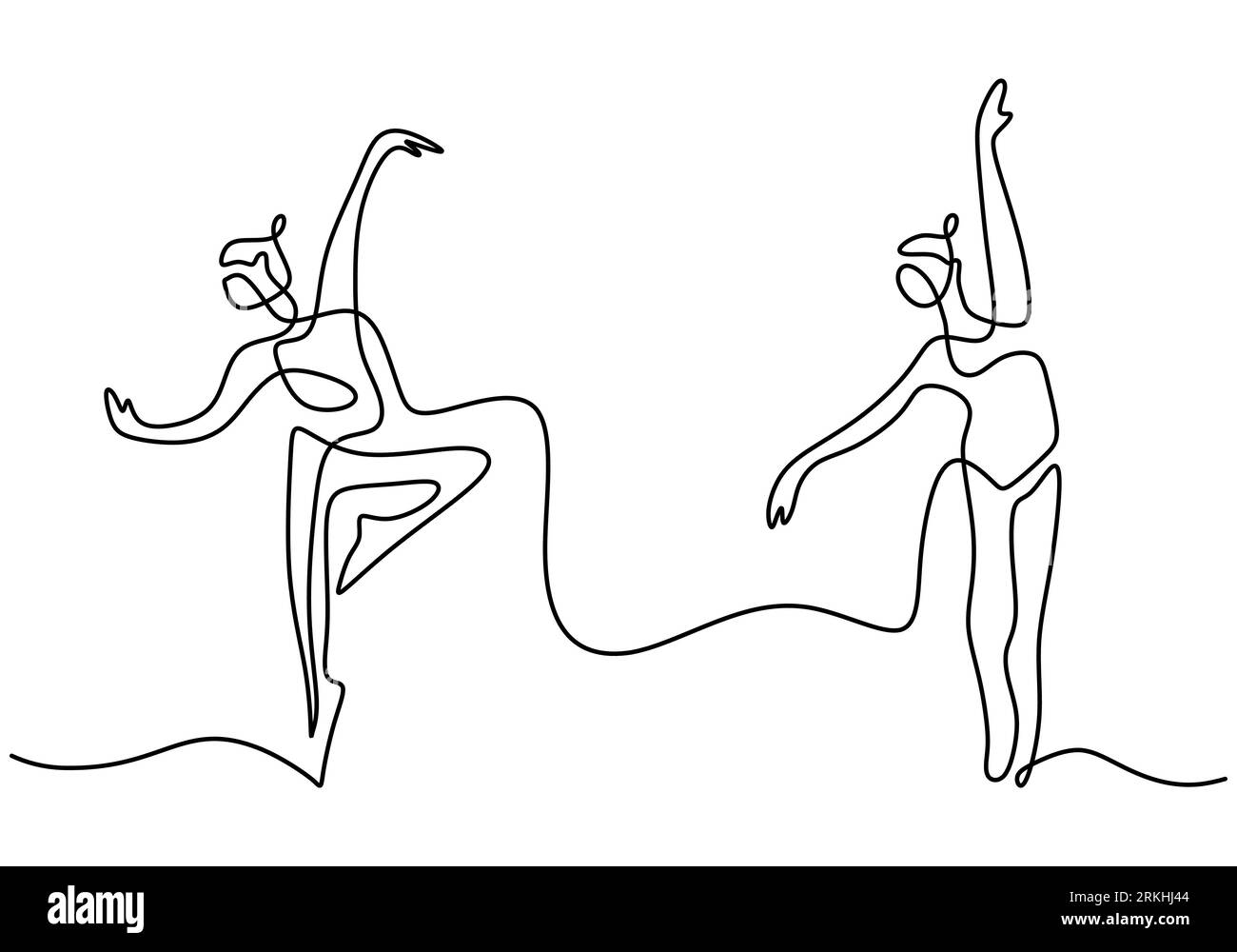 Continuous Line Drawing Of Loving Couple Woman And Man Dancing
