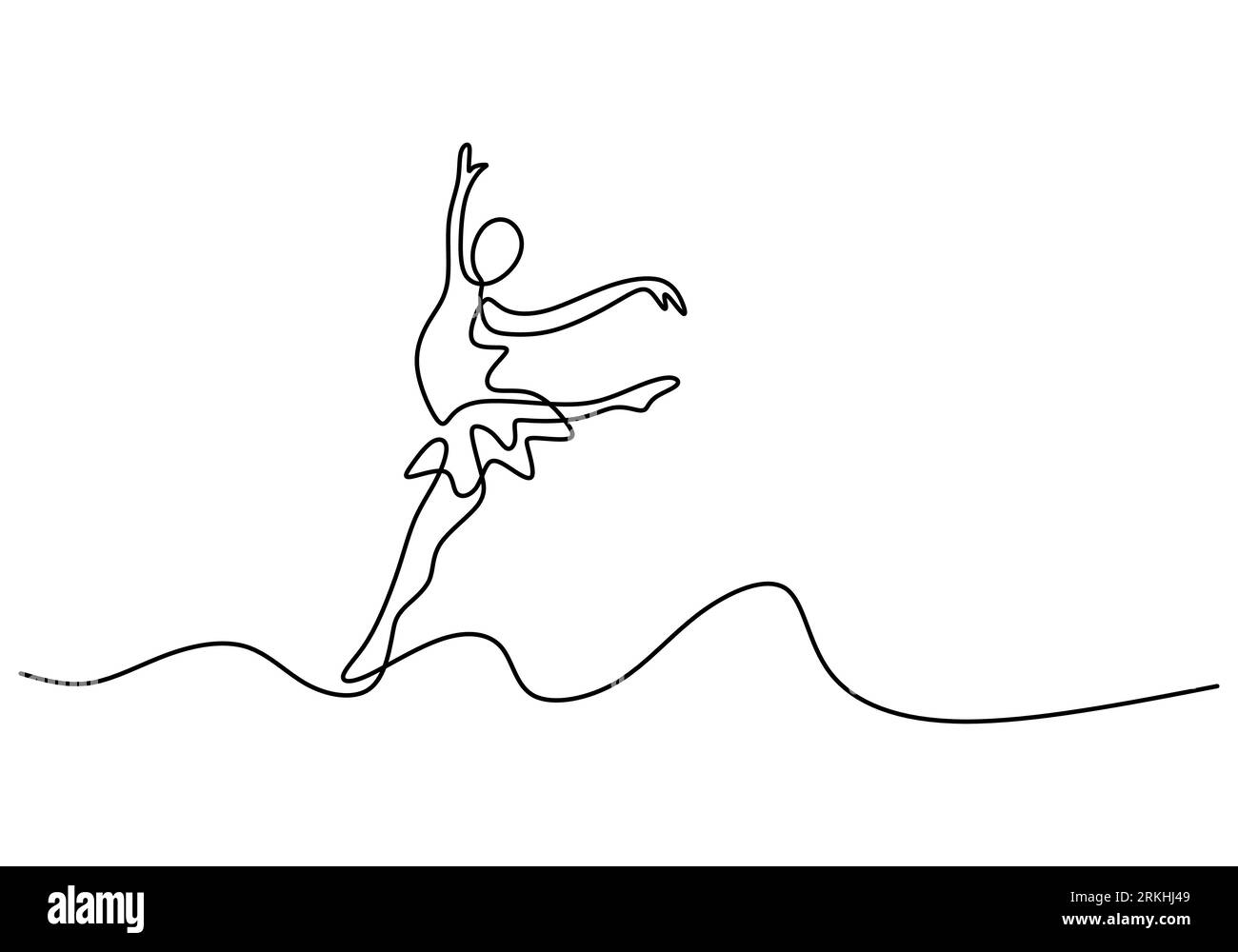 One continuous line drawing beautiful woman ballerina wearing face mask ...