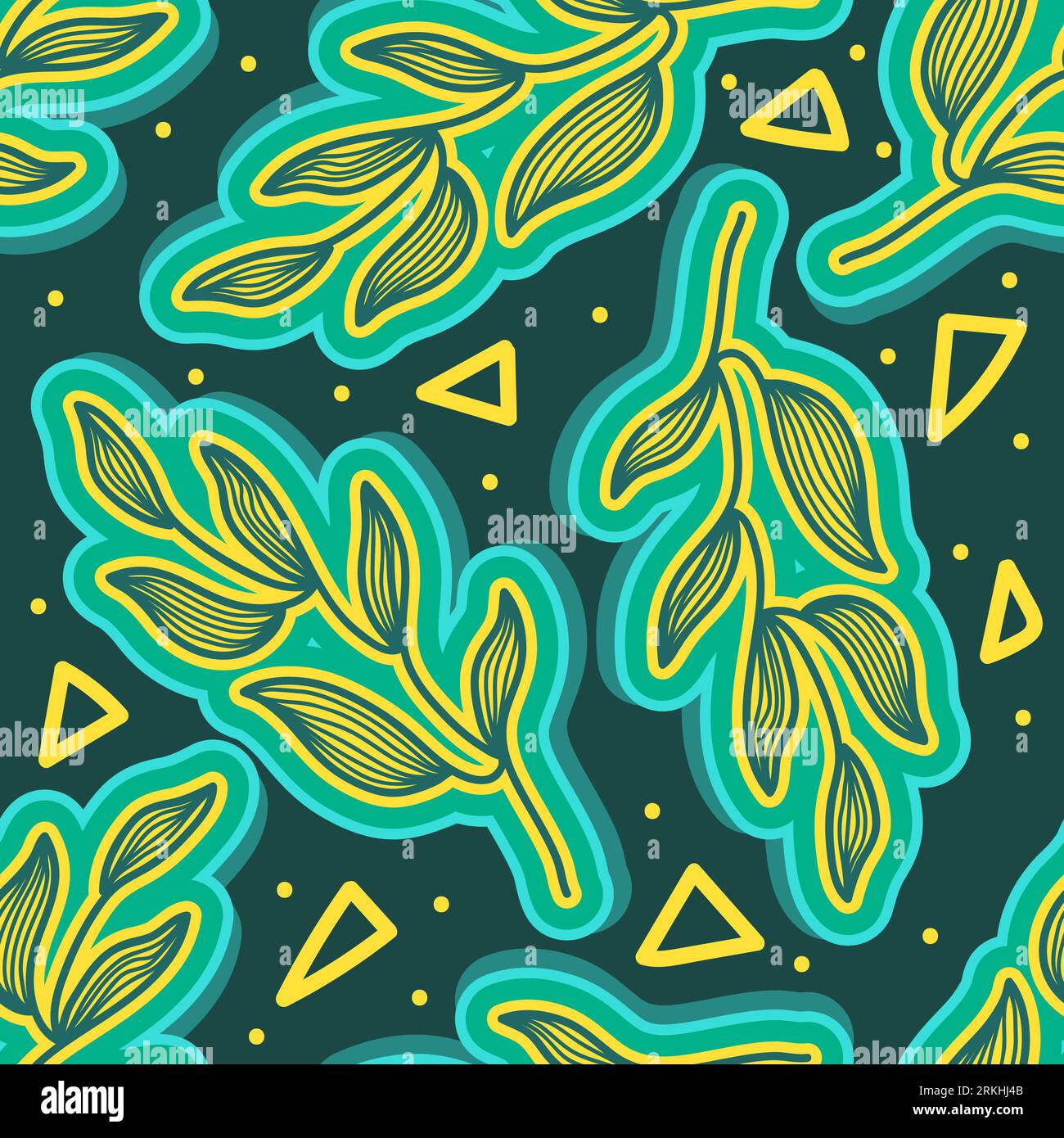 Seamless Floral Pattern in Retro 90s Style. Cute Botanical Contemporary ...