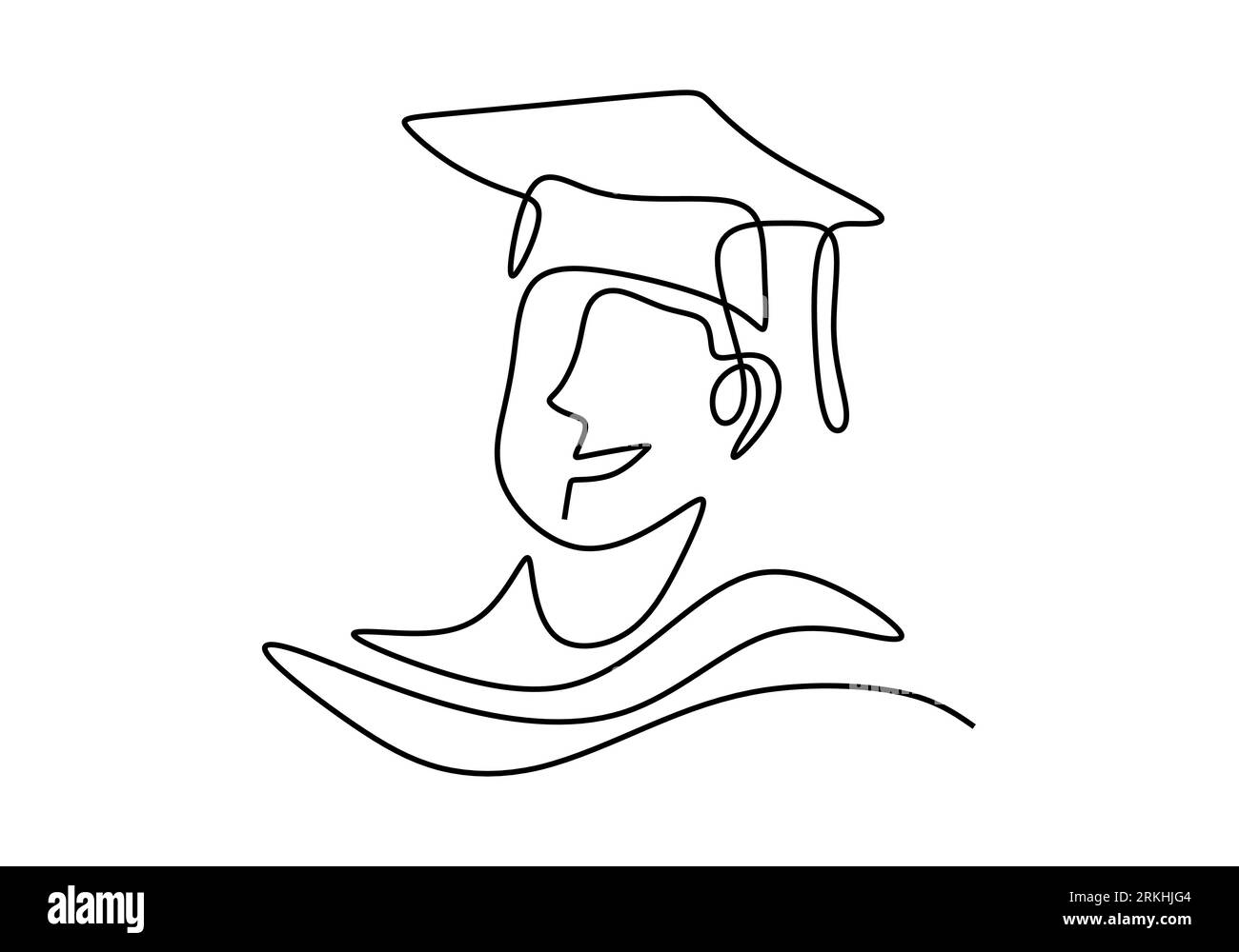 Continuous one line art drawing of happy graduation student wearing ...