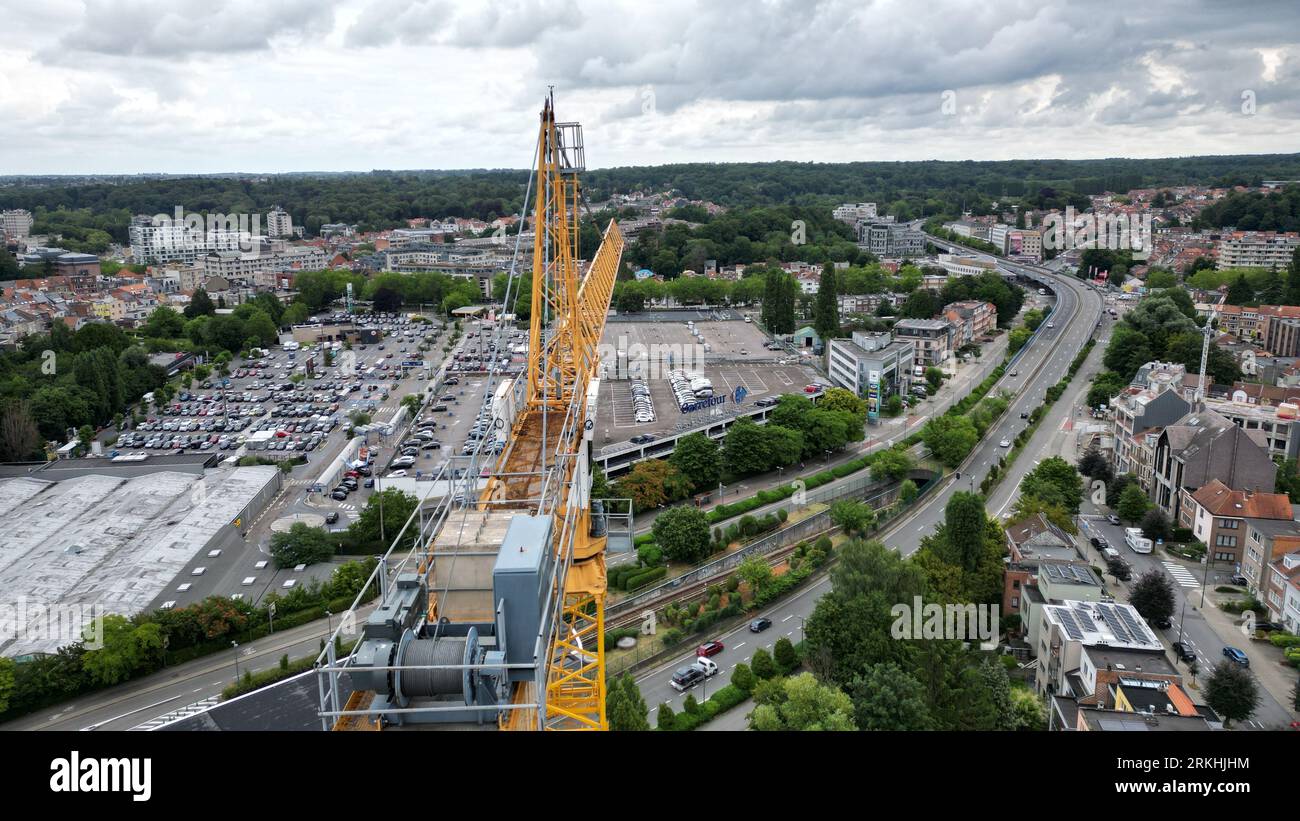 Aerial view of Brussels, Belgium, featuring a vivid landscape of ...