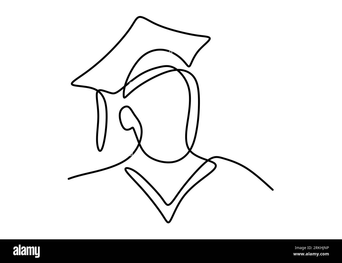 Continuous one line art drawing of happy graduation student wearing ...