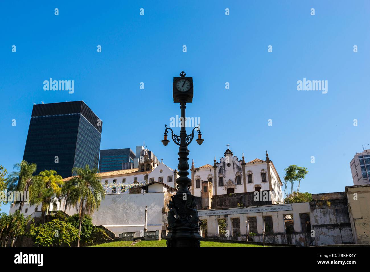 Carioca Clock Monument With Monastery and Office Buildings in ...