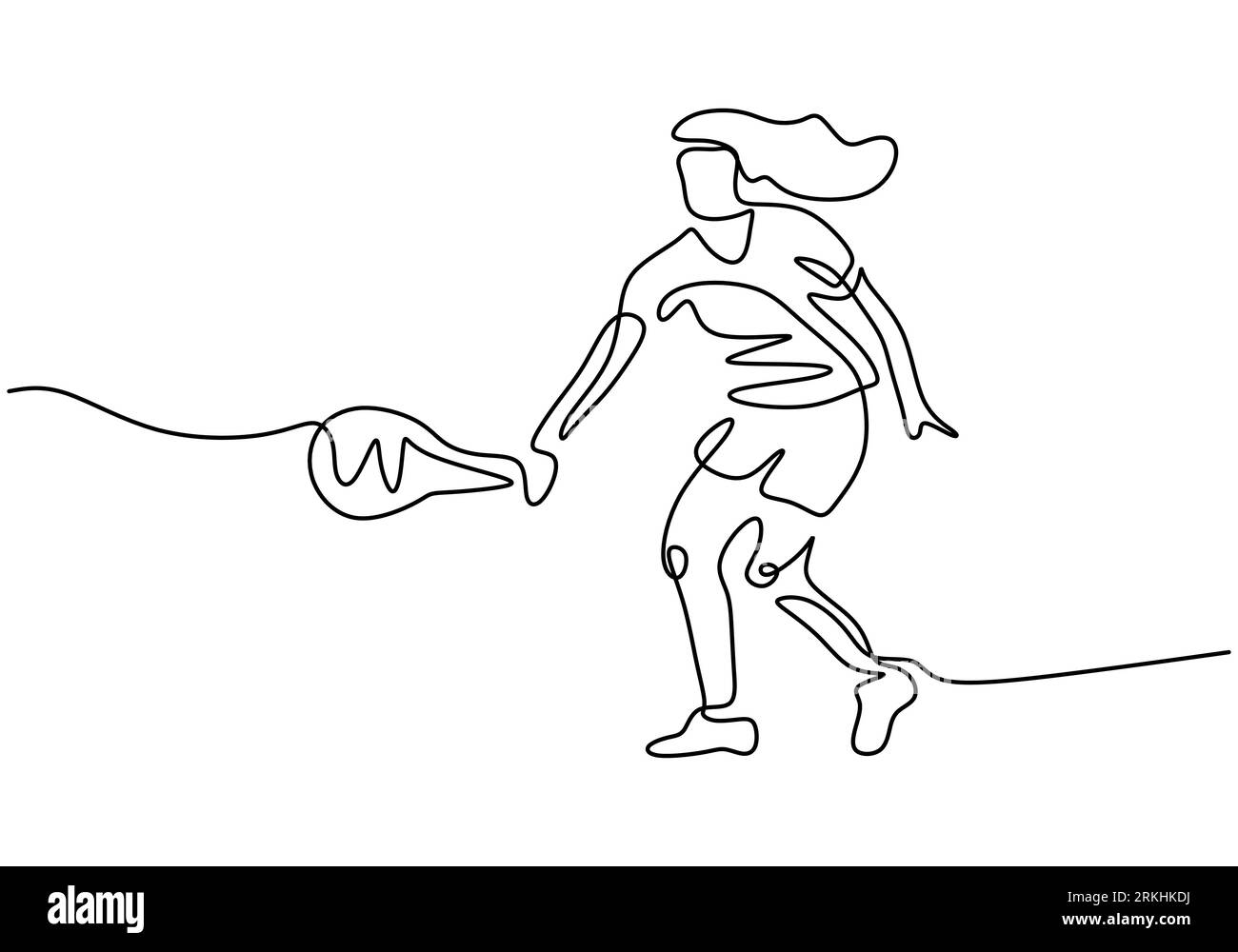 One single line drawing young energetic woman tennis holding racket and ...