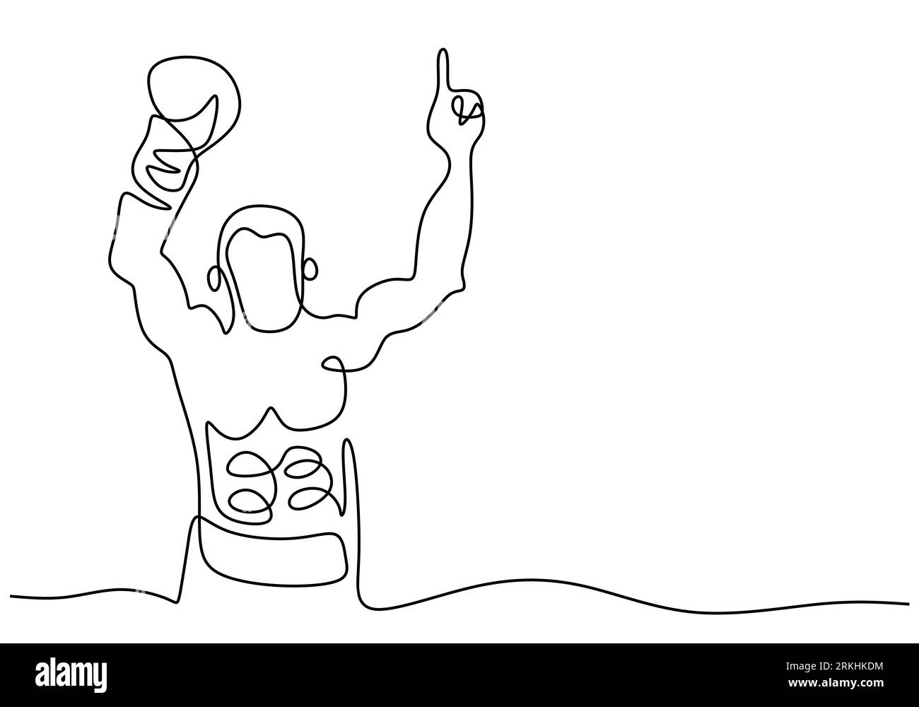 One Continuous Line Drawing Of Young Sporty Woman Boxer Pose As A