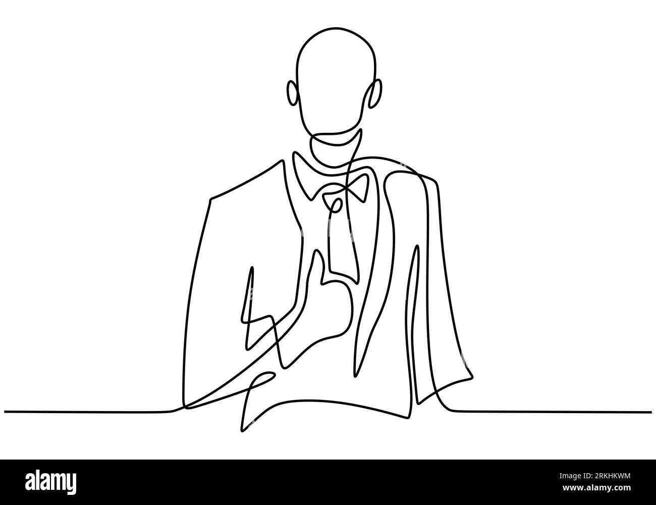 One single continuous line drawing of young professional businessman is ...