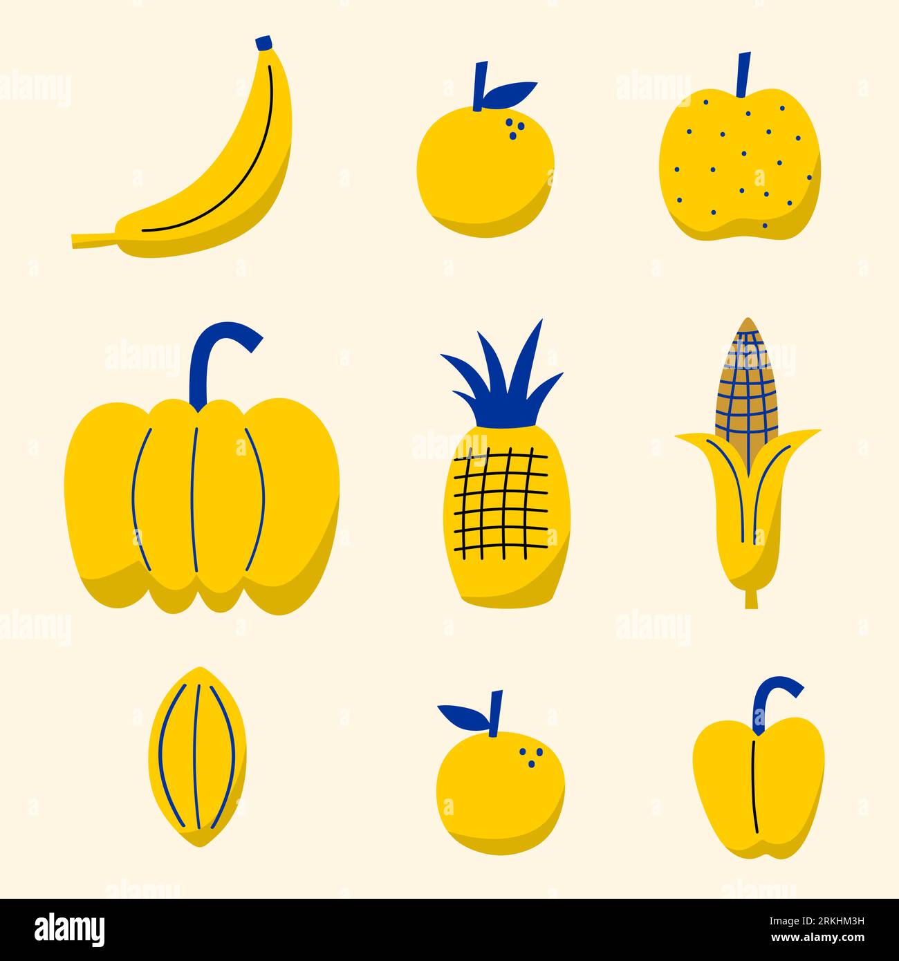 Tropical fruit mix design on white background. Food icon set such as ...