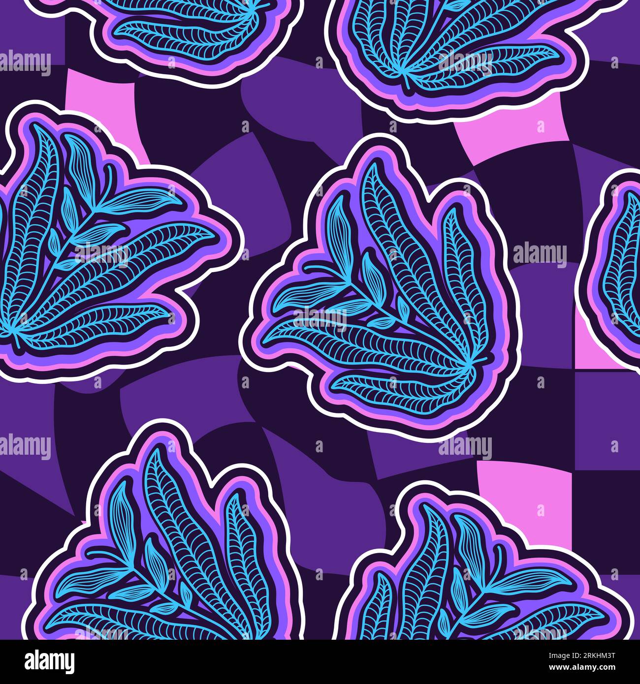 Seamless Floral Pattern in Retro 90s Style. Cute Botanical Contemporary ...