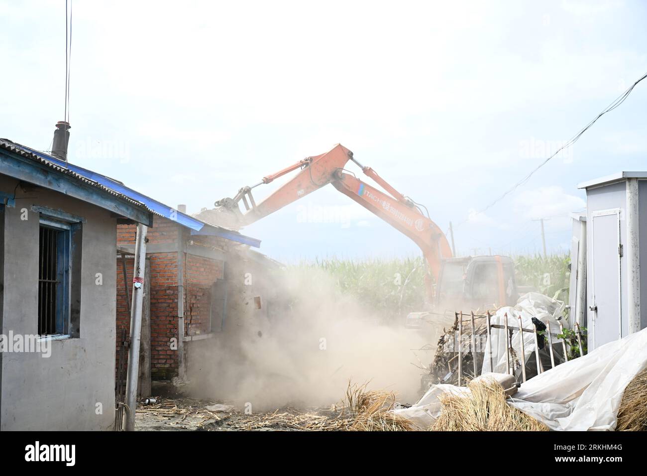 Shulan, China's Jilin Province. 25th Aug, 2023. A house damaged by the ...