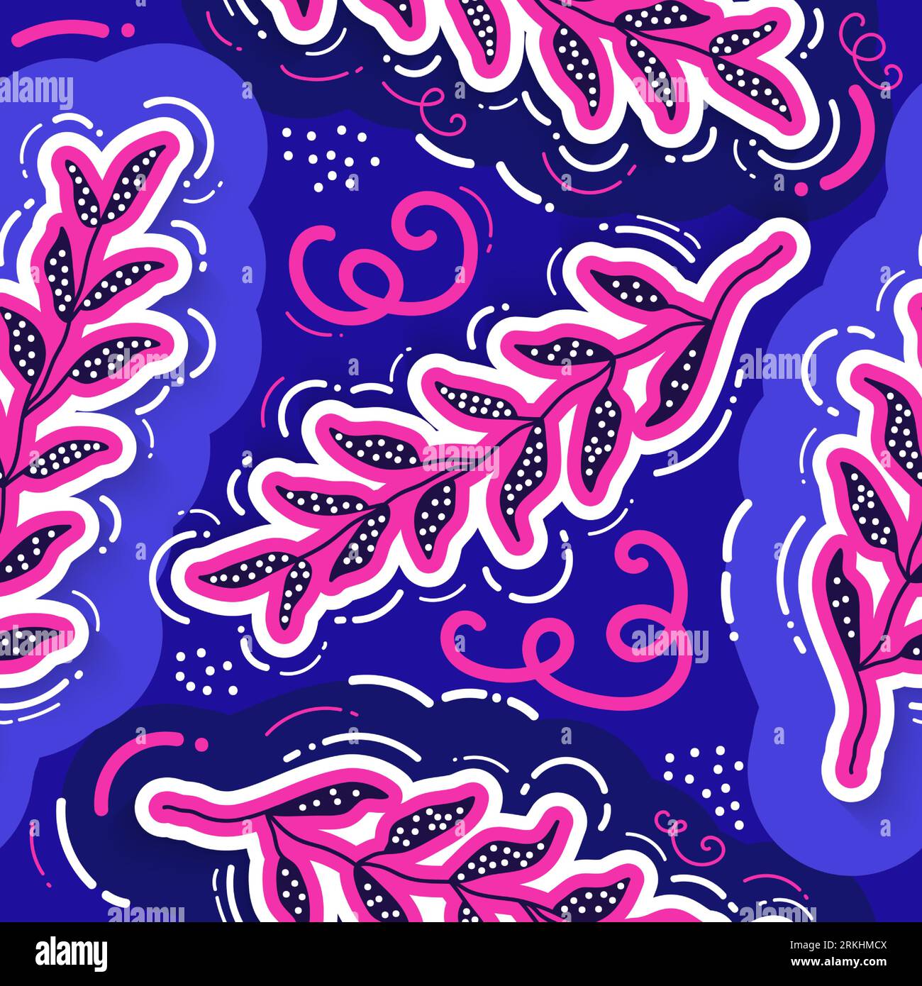 Seamless Floral Pattern in Retro 90s Style. Cute Botanical Contemporary ...