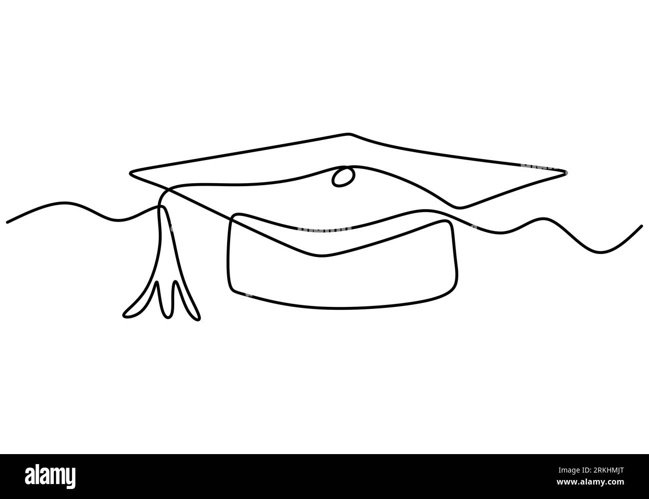 Continuous line drawing of graduation cap. Academical graduation hat ...