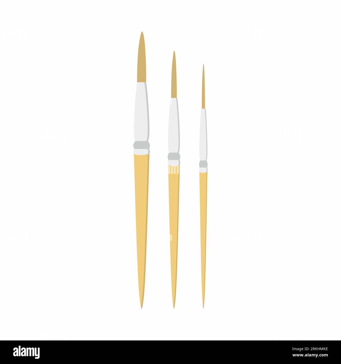 Paintbrushes flat vector illustration. Round paint brush with various ...