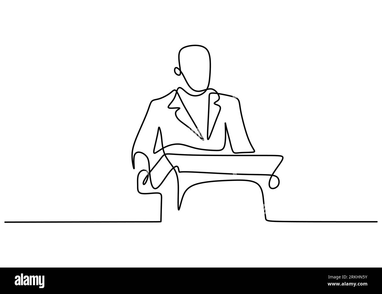 One continuous single line drawn character professional businessman of ...