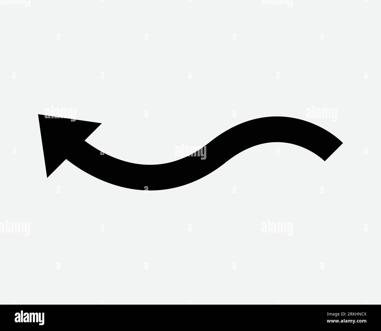 Wave Arrow Left Side Up Icon Point Pointer Wavy Curve Curvy Turn Bend
