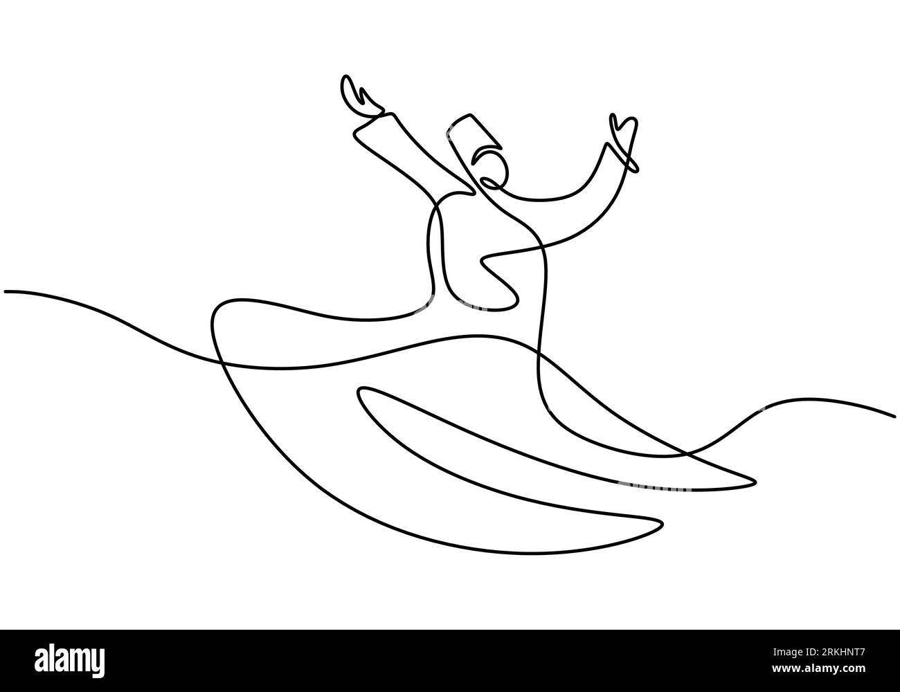 Continuous one line drawing of sufi dancer. Islamic traditional ...