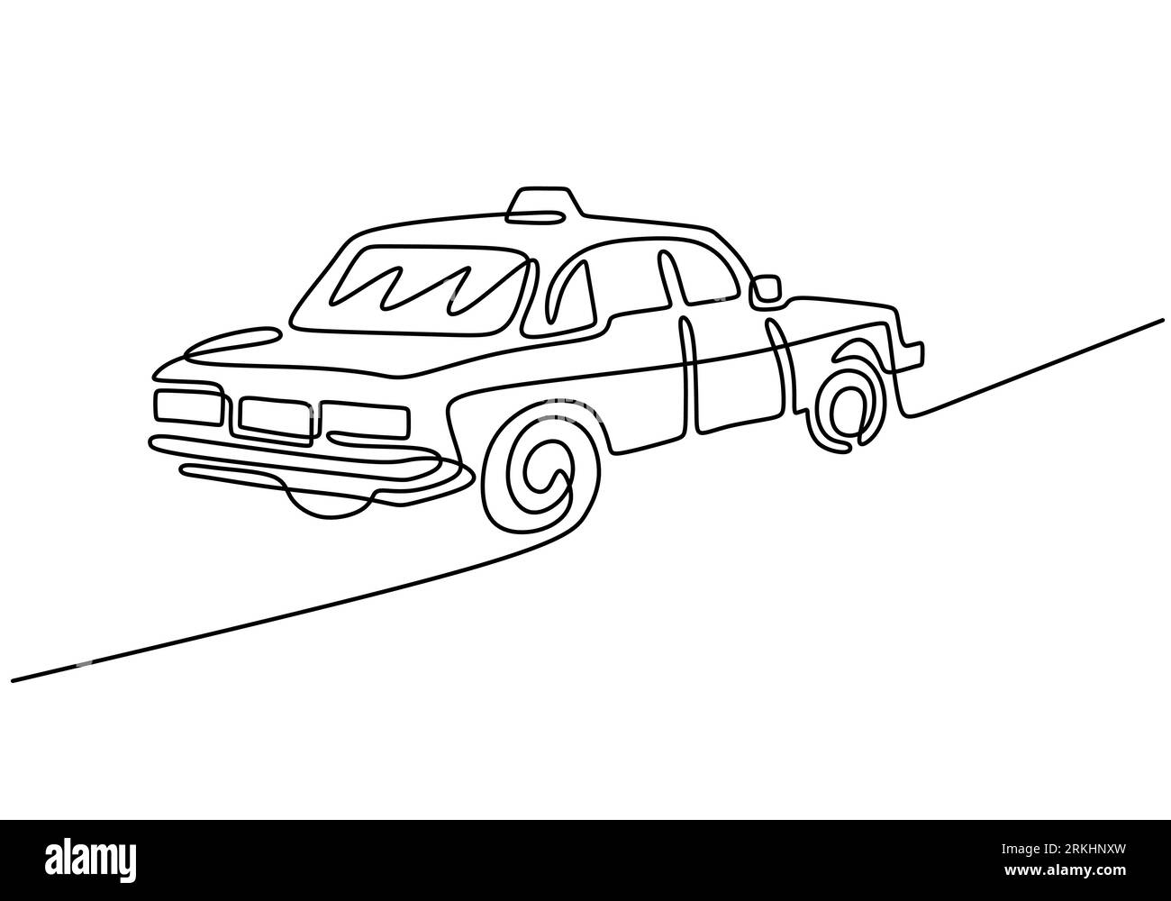 Retro car in continuous line art drawing style. Classical sedan car ...