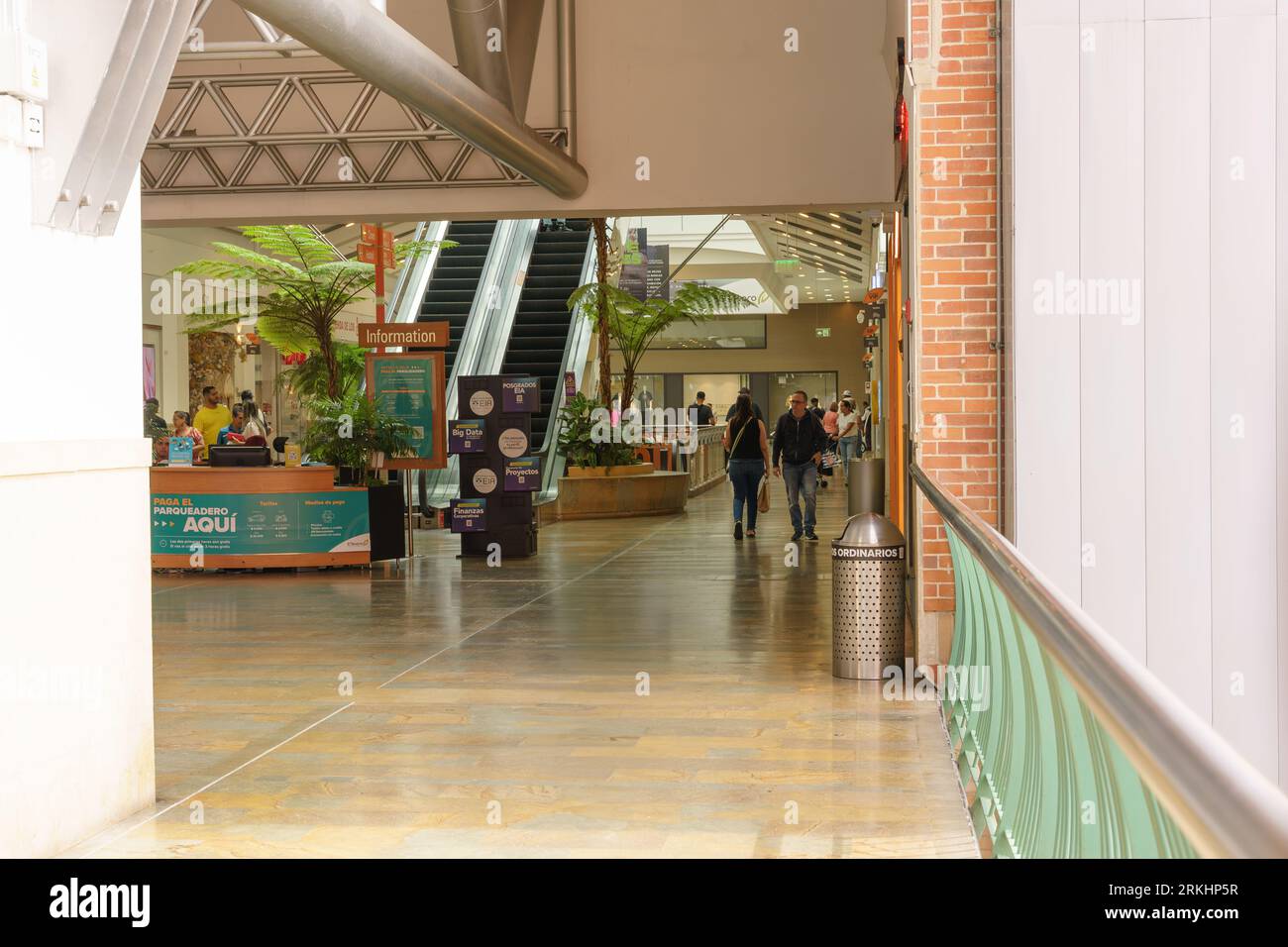 Inviting corridor of El Tesoro shopping center in Medellin, Colombia ...