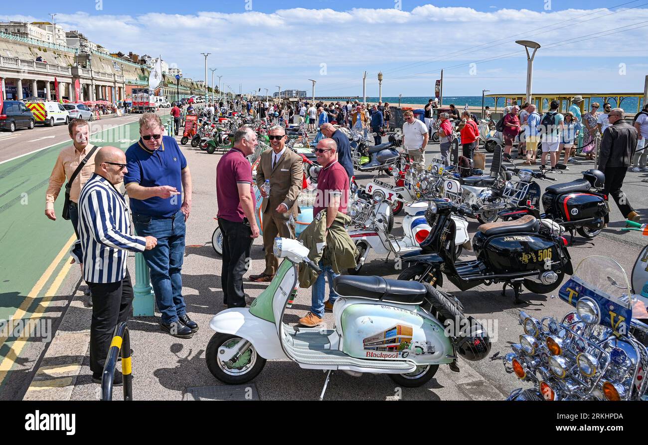 Brighton UK 25th August 2023 - Hundreds of Mods arrive in Brighton for ...