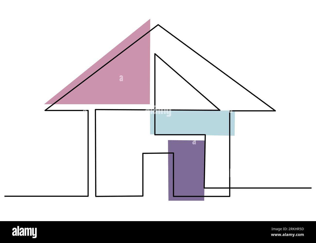 Continuous line drawing of house with chimneys. Home architectural ...