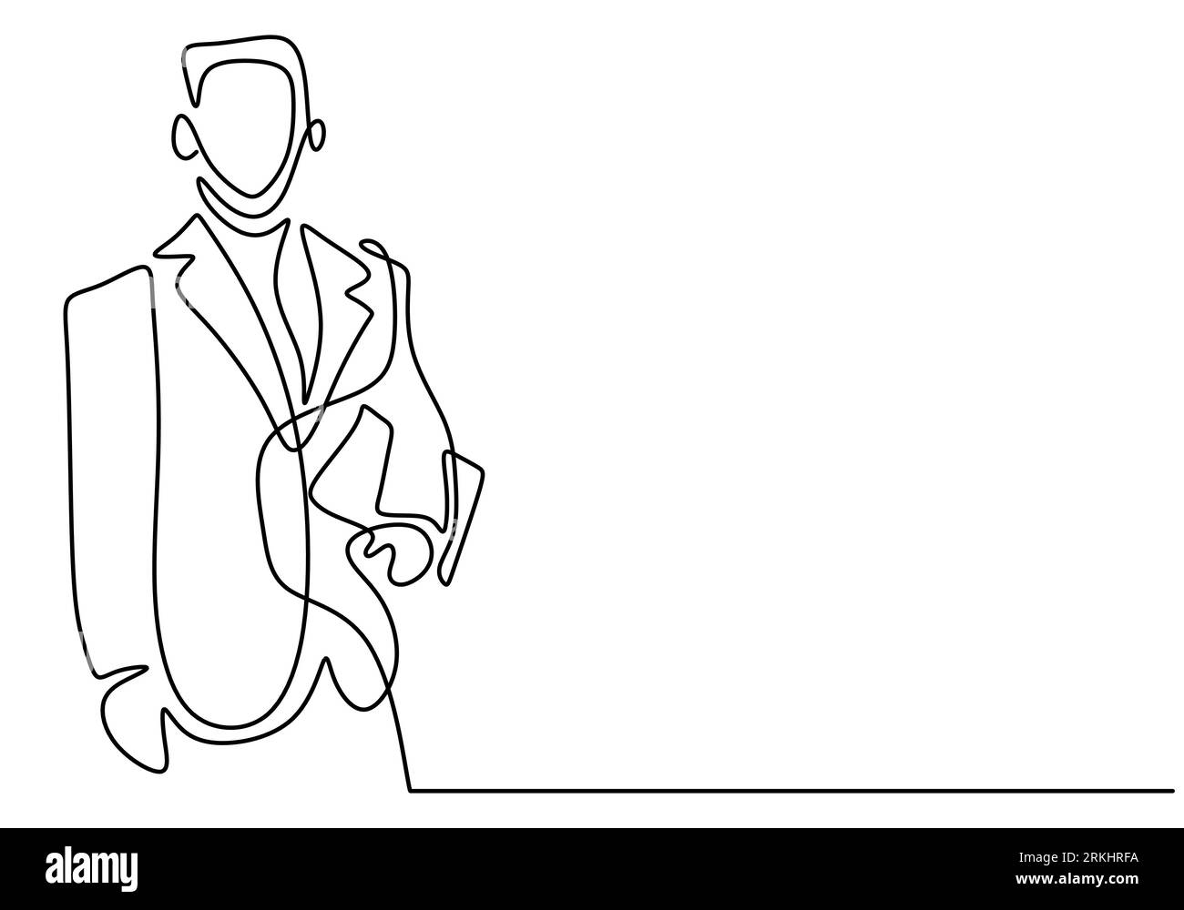 One continuous single line drawing of young businessman stand up and ...
