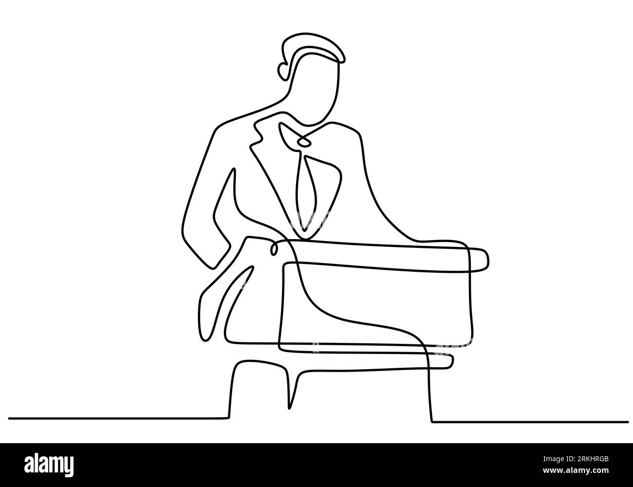 One continuous single line drawn character professional businessman of ...