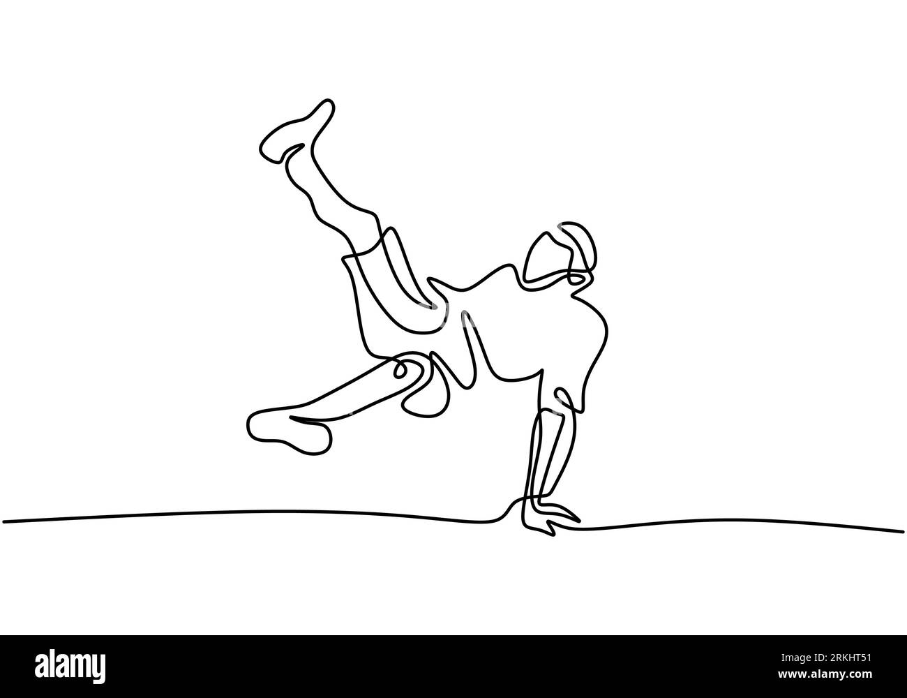 One continuous line drawing of young sporty break dancer man show ...