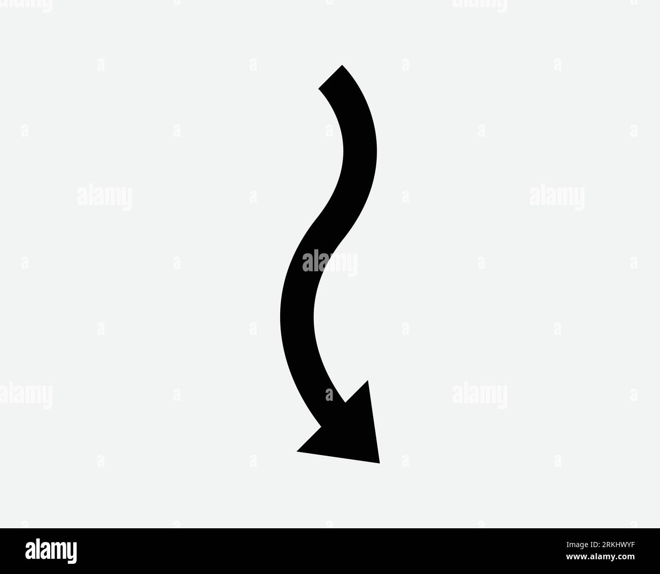 Wave Arrow Down Right Side Icon Bend Curve Curvy Curly Wavy Path ...
