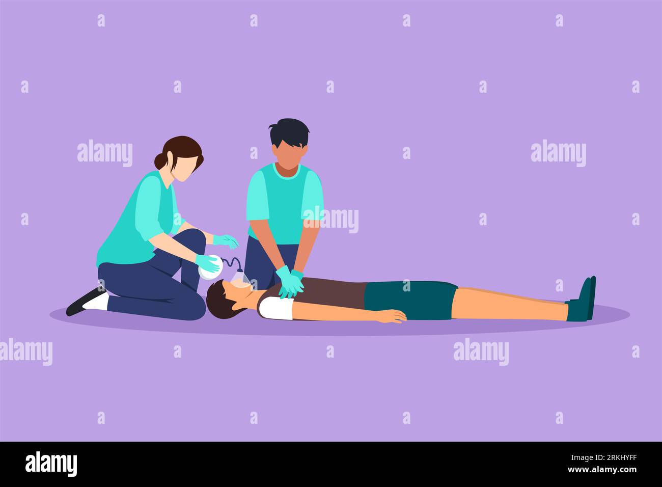 Character flat drawing emergency doctors doing cardiopulmonary ...