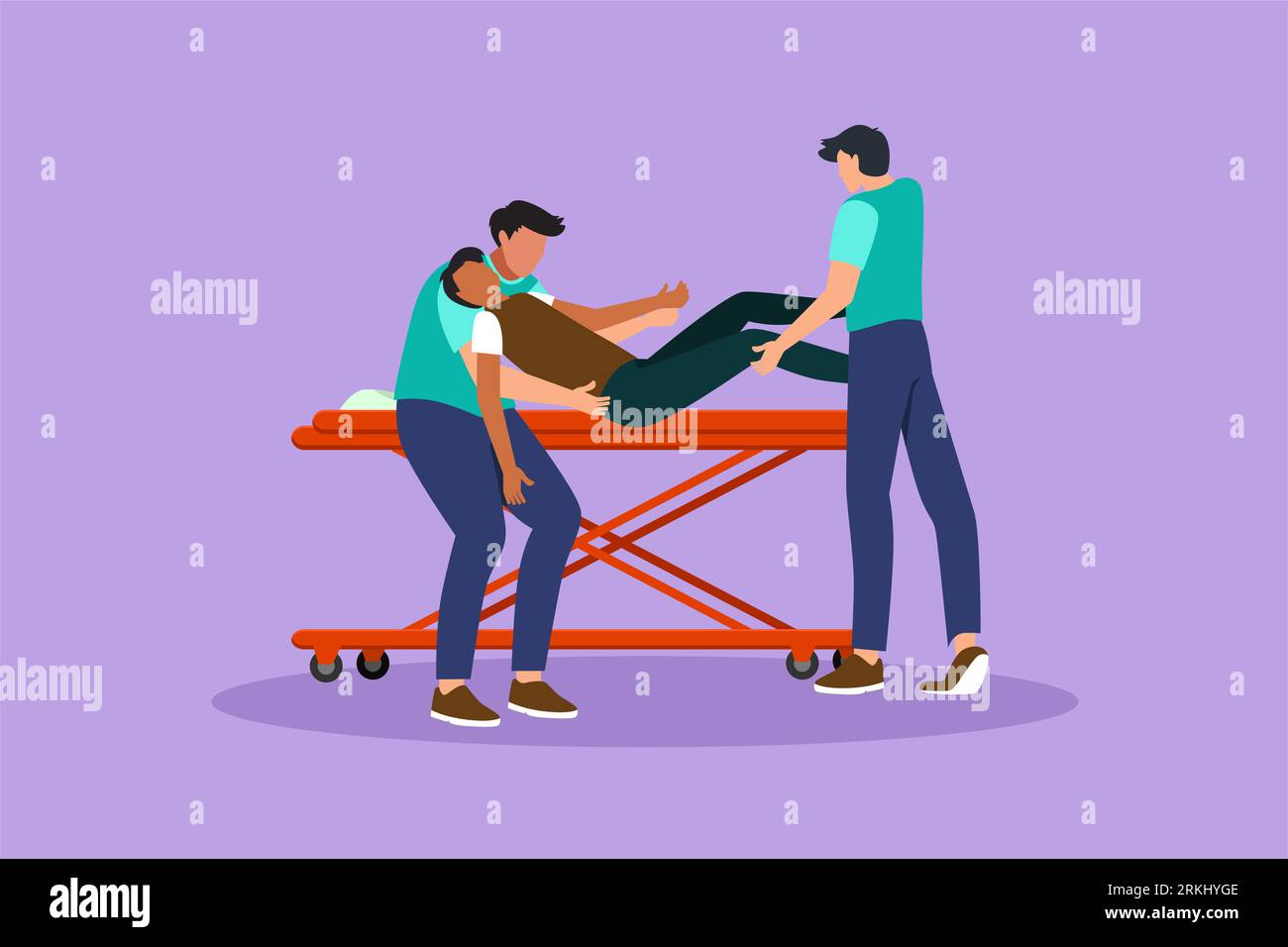 Graphic flat design drawing unconscious man patient in emergency room ...