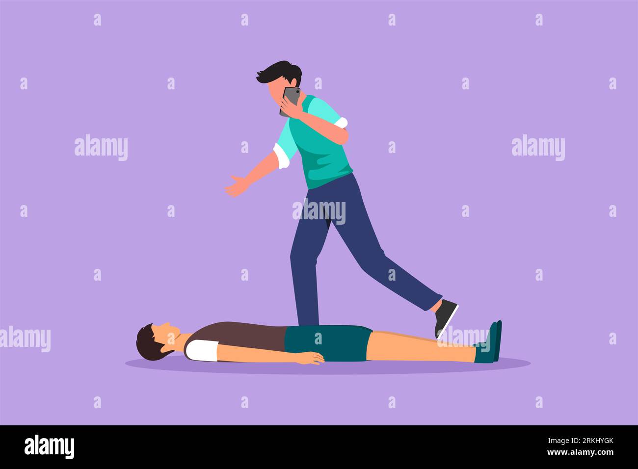 Graphic flat design drawing fainting person. Emergency situation ...