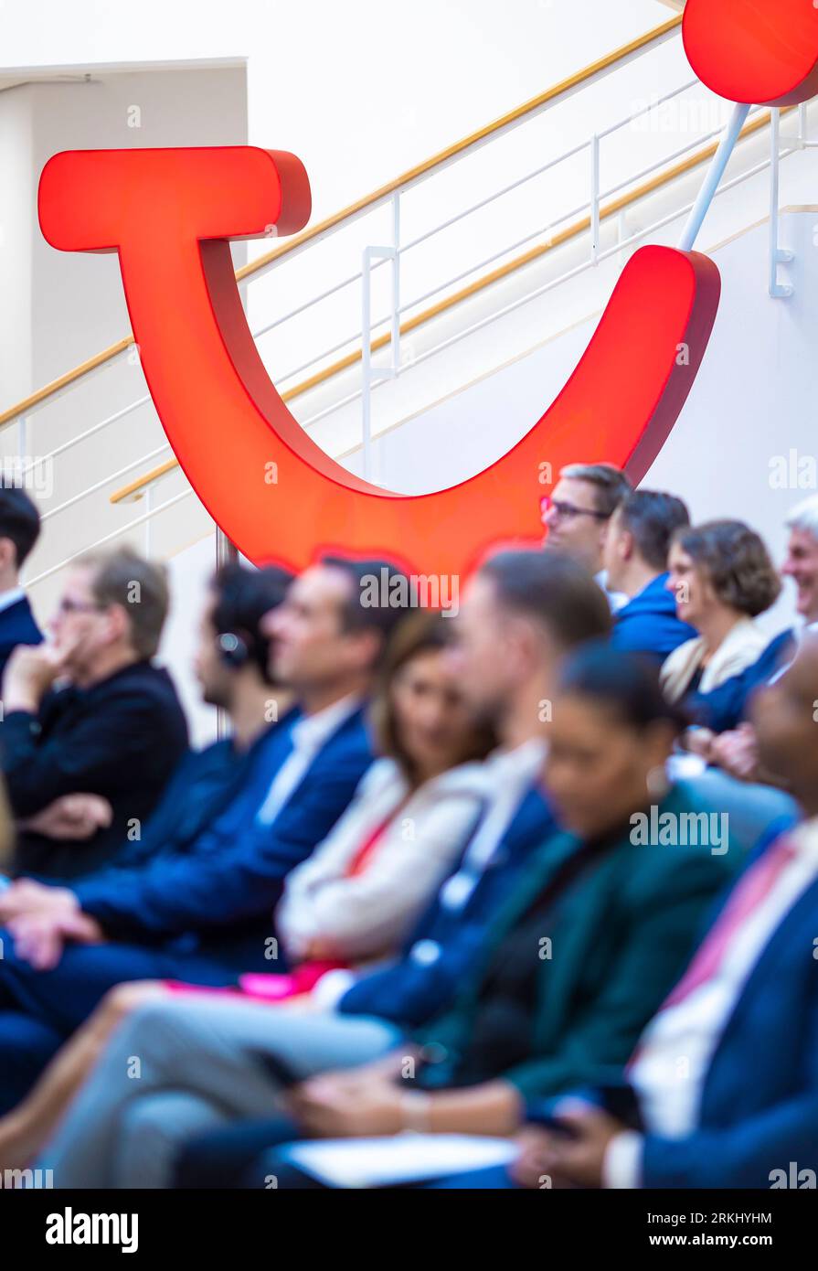 Hanover, Germany. 25th Aug, 2023. The logo of the travel group Tui can ...