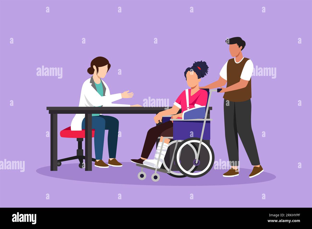 Cartoon flat style drawing doctor and patient. Practitioner doctor and ...